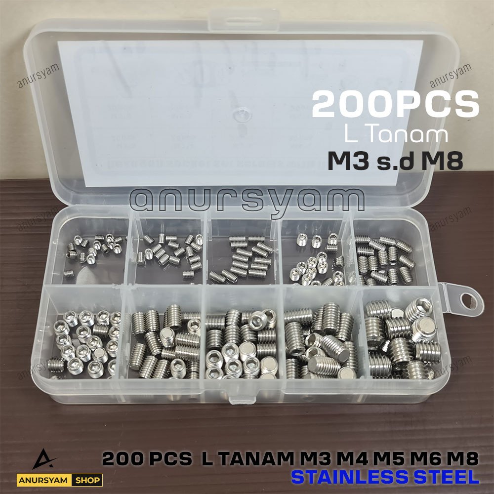 Jual 200pcs Baut L Tanam Hex M3 M4 M5 M6 M8 Stainless Steel - L Set - Baut Tanam Stainles ...