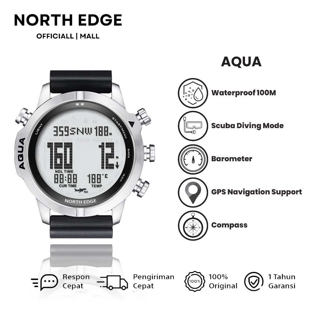 Jual NORTH EDGE AQUA MEN'S PROFESSIONAL DIVING COMPUTER WWATCH SCUBA ...