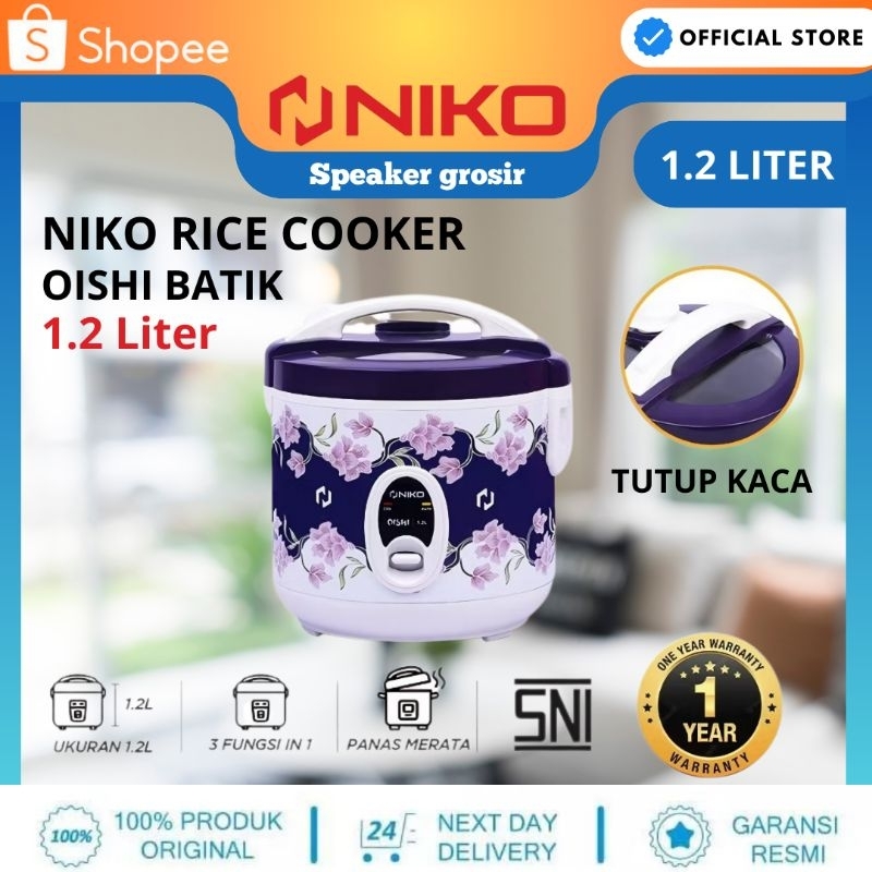 Jual Niko Rice Cooker//Magic Com 3 In1 Oishi Batik 1.2 Liter Tutup Kaca ...