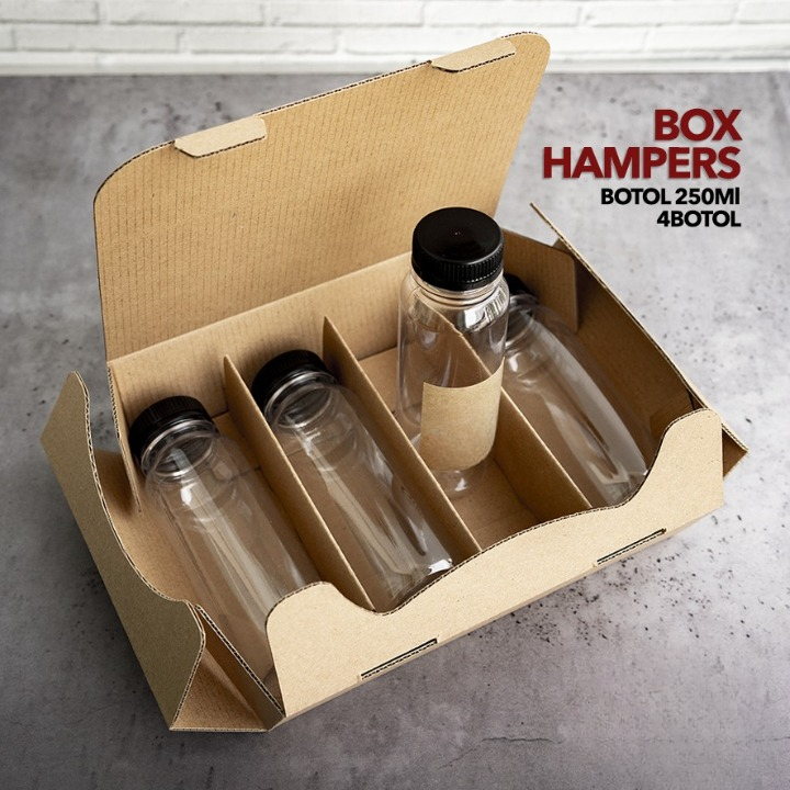 Jual (10pcs) Box Hampers botol 250ml isi 4 Dus kemasan botol coffe ...