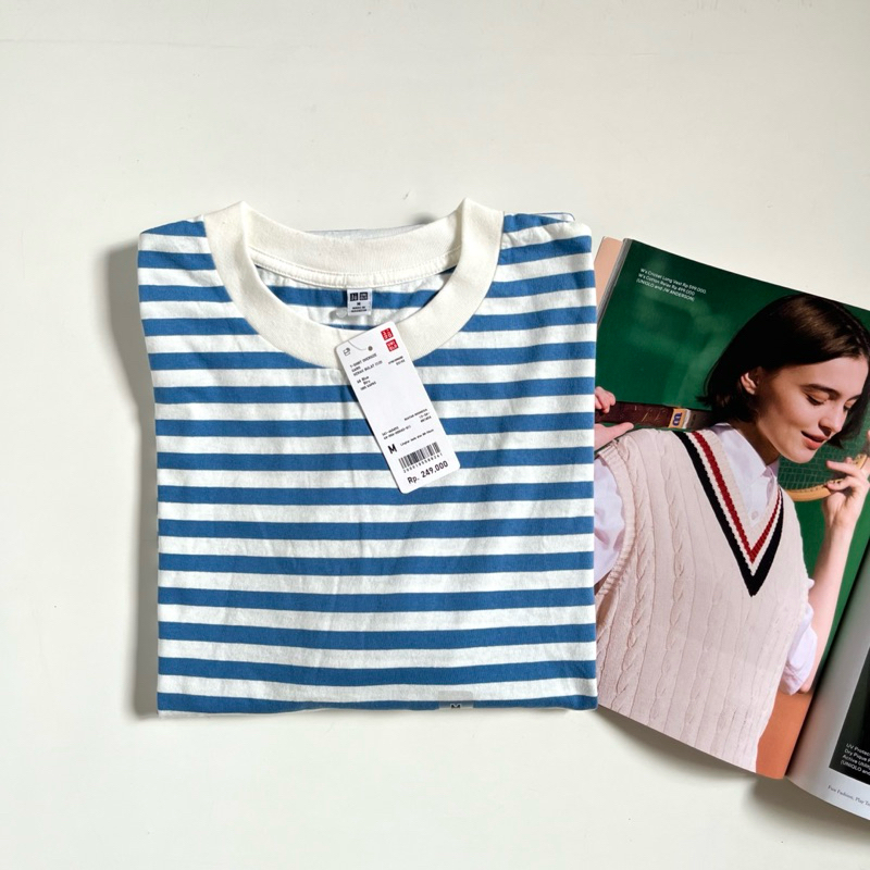 Jual Uniqlo T-shirt Garis Oversize Original/Sale Uniqlo Kaos Garis ...