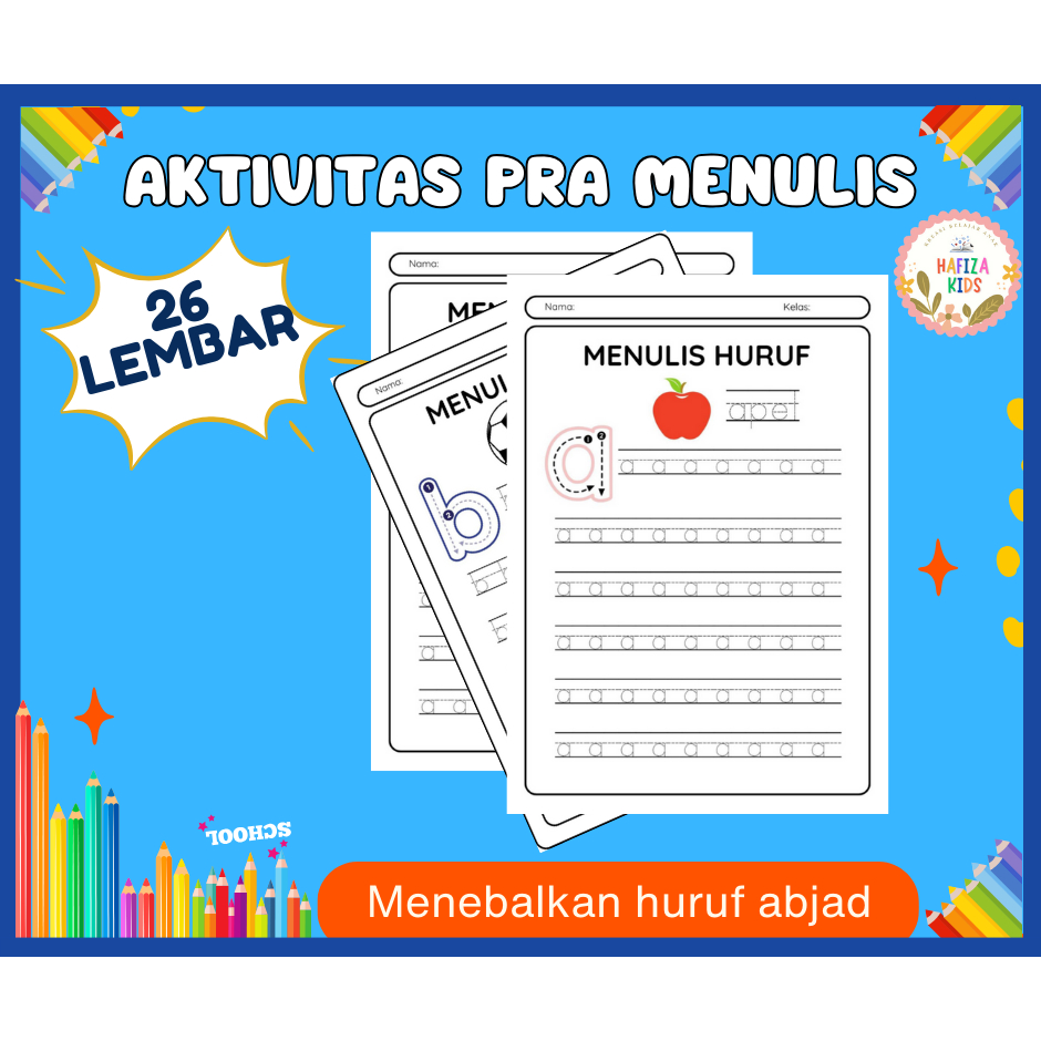 Jual Aktivitas Pra Menulis - Menebalkan huruf abjad untuk PAUD dan SD ...