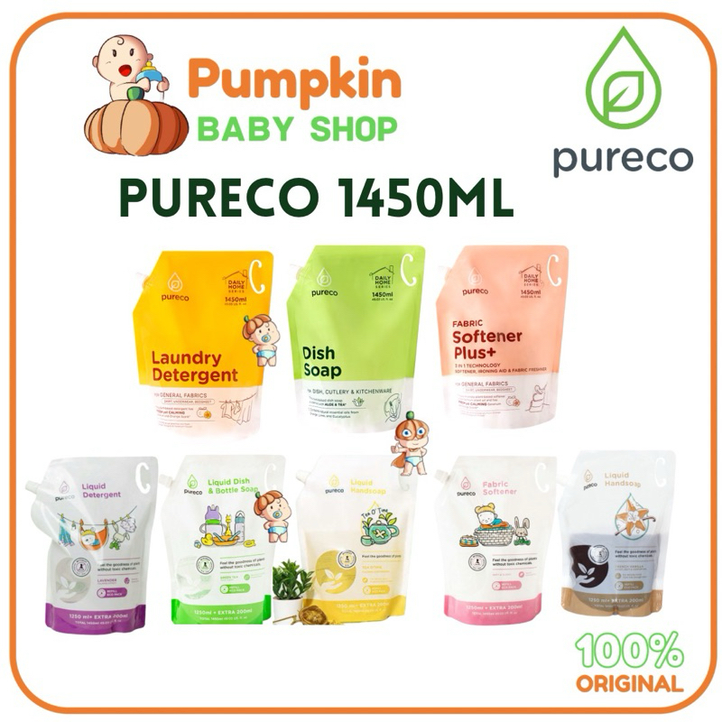 Jual PURECO Refill Pouch Liquid Detergent , Softener, Dish and bottle, Handsoap 1450ml | Shopee ...