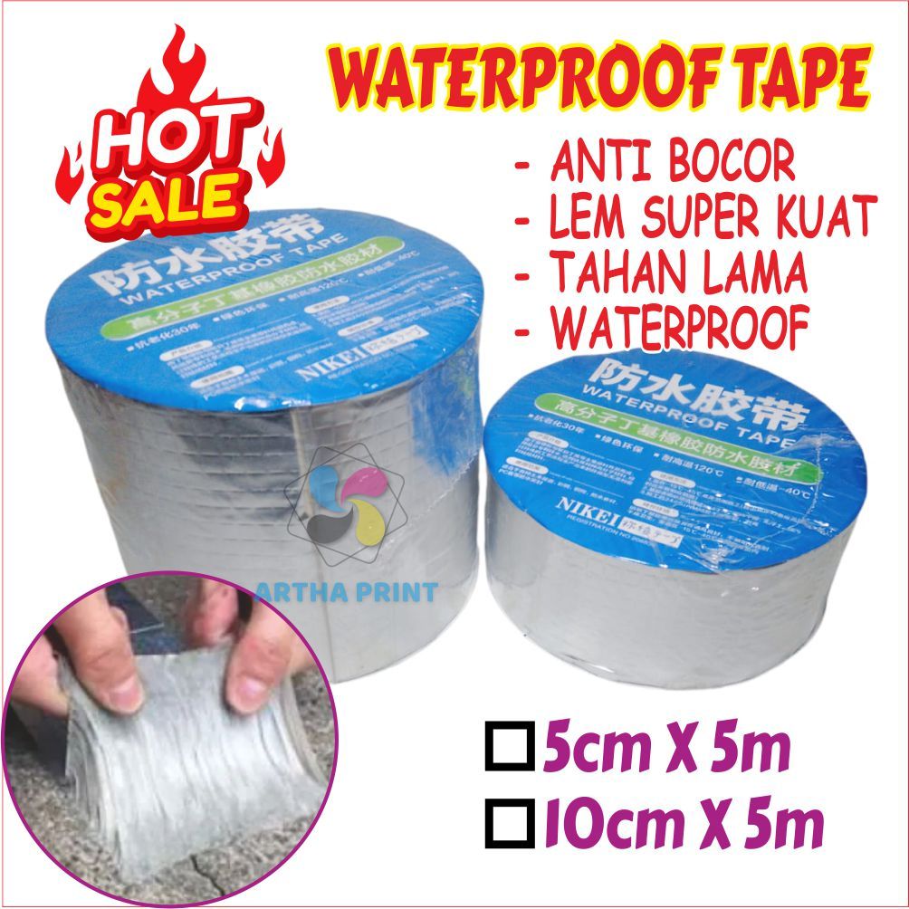 Jual Lakban Anti Bocor Lem Anti Air Alumunium Foil Butyl Super Waterproof Tape 5cm & 10cm ...