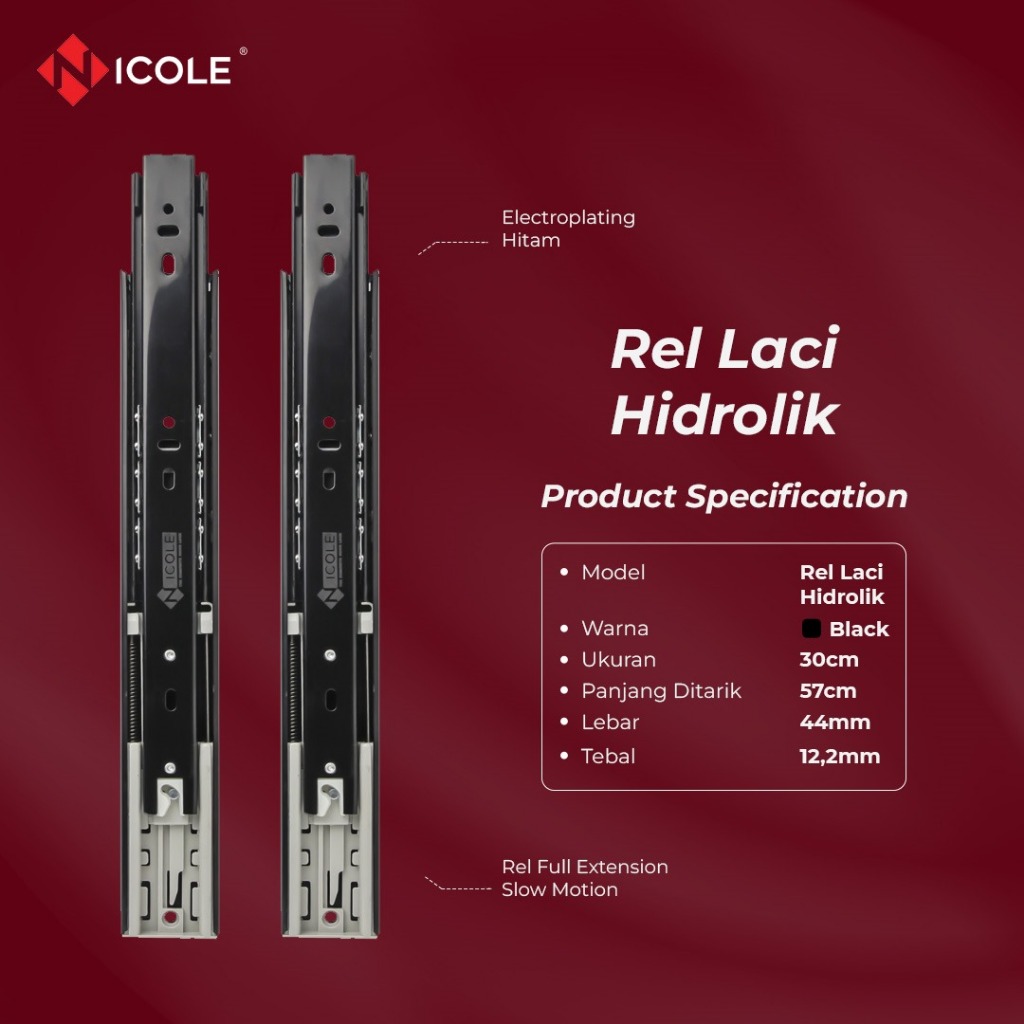 Jual Rel Laci Slow Motion / Rel Laci Soft Closing 30CM | Shopee Indonesia