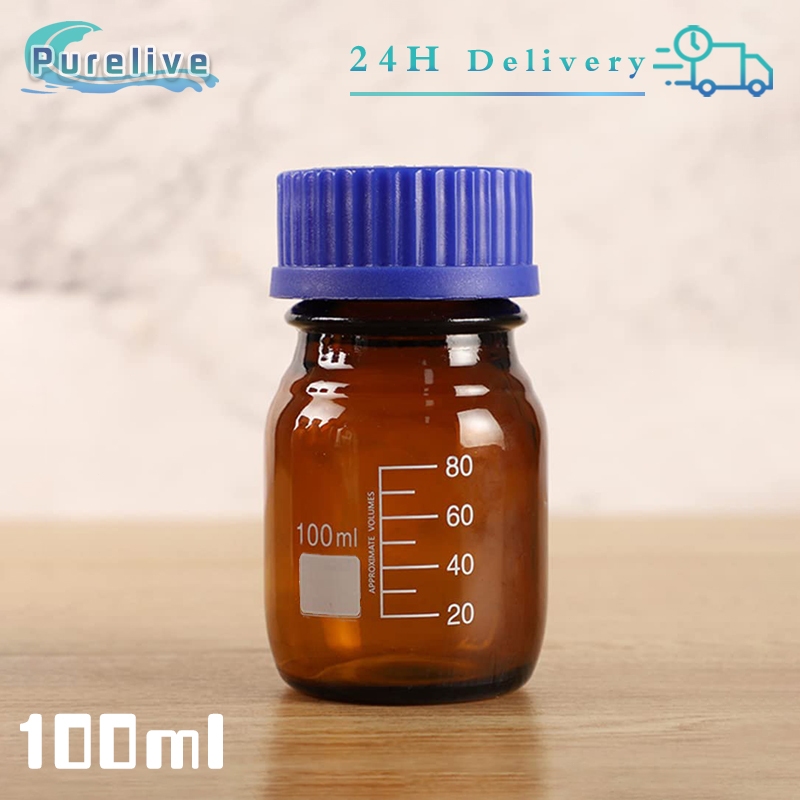 Jual 100ML Amber Glass Bottle Botol Media Clear Botol Laboratory ...