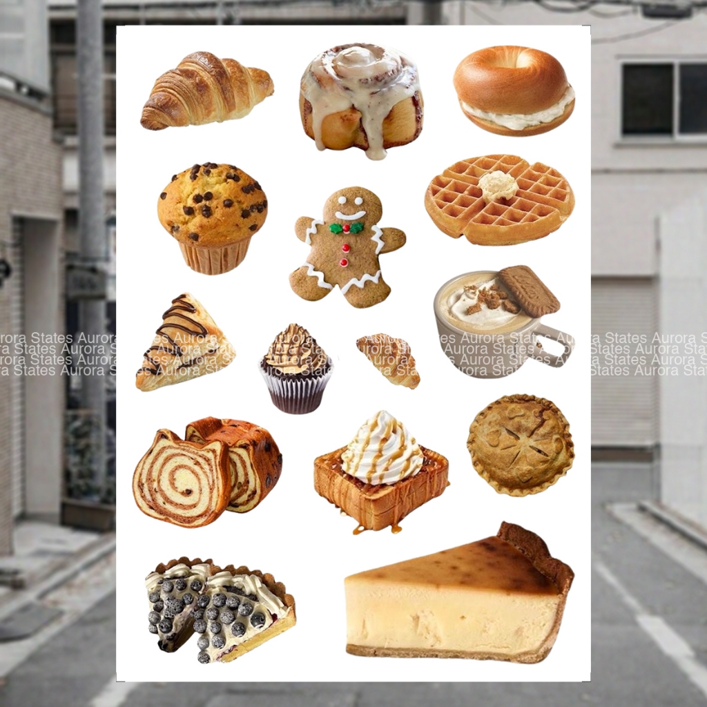 Jual Sticker Aesthetic Croffle Cake | Sticker Roti Lucu | Stiker Jurnal ...