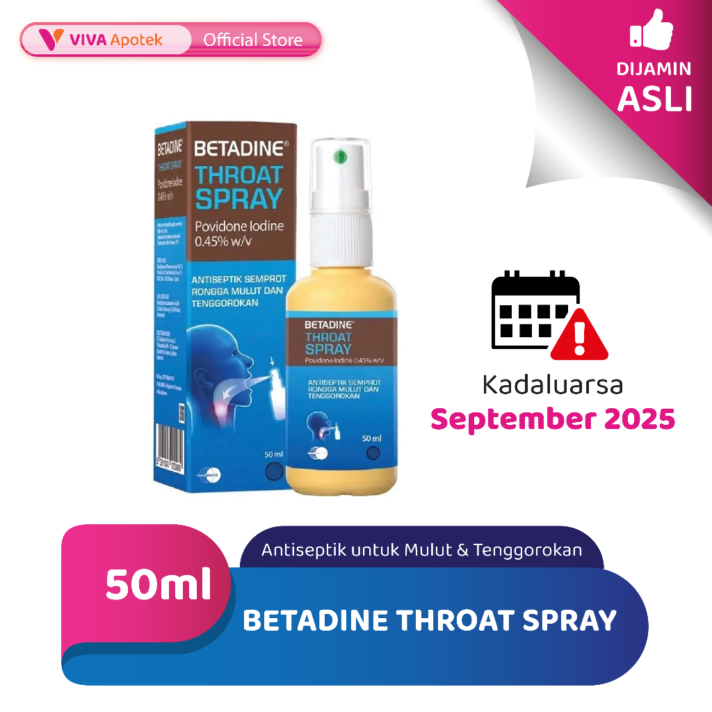 Jual Betadine Throat Spray Antiseptik untuk Mulut & Tenggorokan - 50ml ...