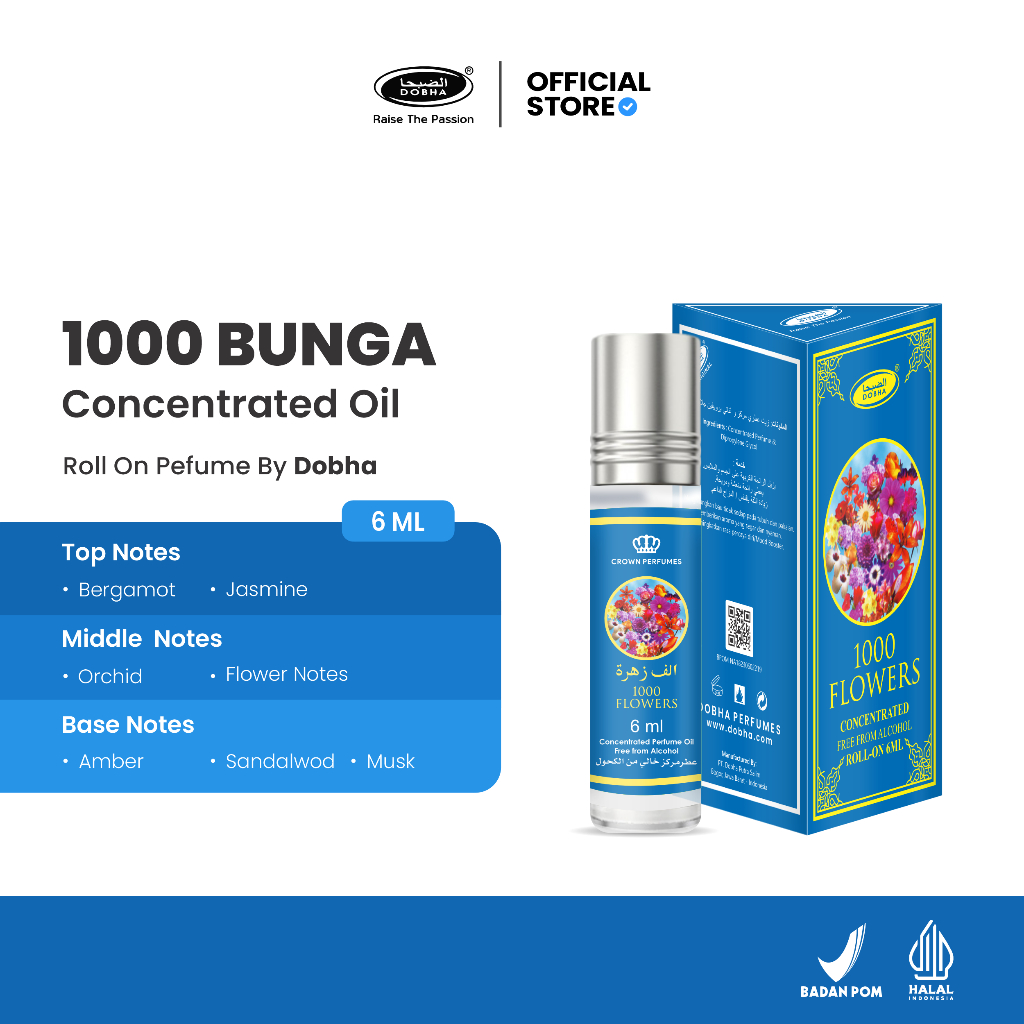 Jual Dobha Parfum 1000 bunga - Parfum Seribu Bunga Roll On 6ML BPOM & Halal | Shopee Indonesia