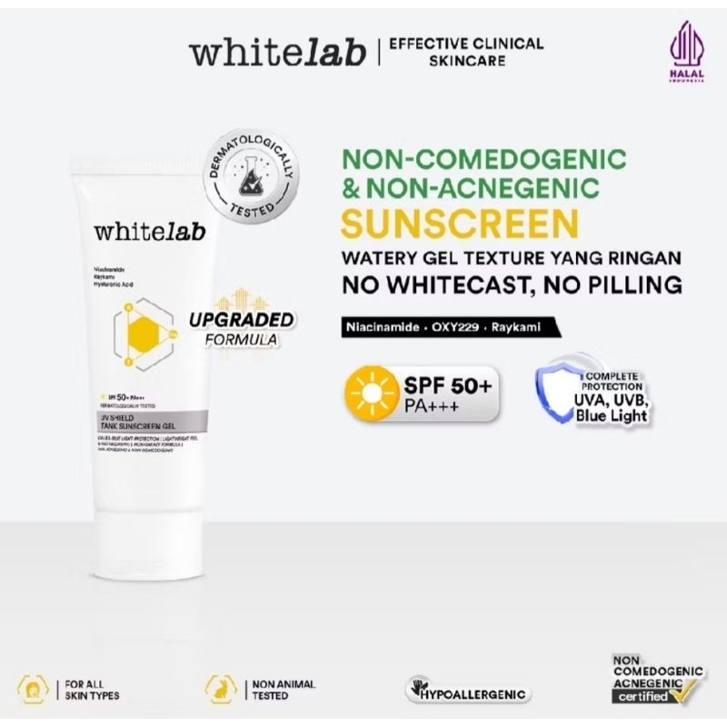 Jual Whitelab UV Shield Tank Sunscreen Gel SPF 50++ PA++ (New Formula ...