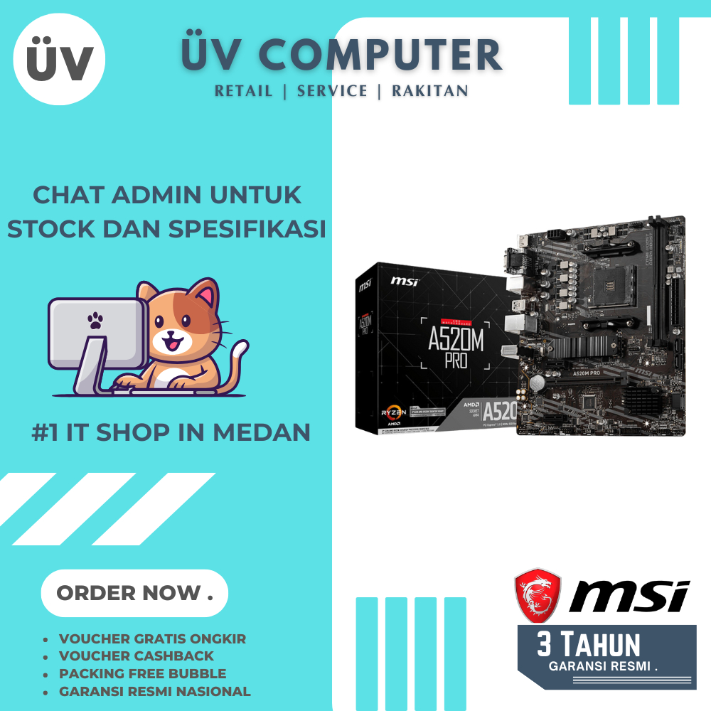 Jual Motherboard MOBO MSI A520M PRO | DDR4 | AMD AM4 | Micro M-ATX ...