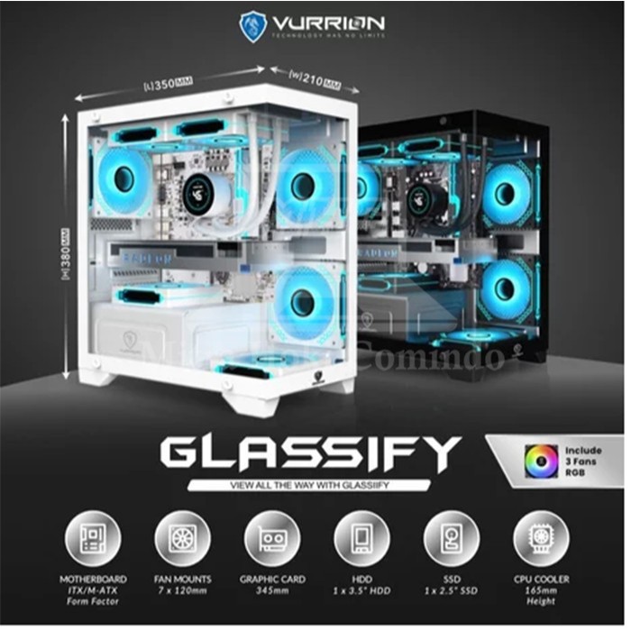 Jual CASING PC VURRION CASING KOMPUTER GAMING VURRION GLASSIFY BLACK 3 ...