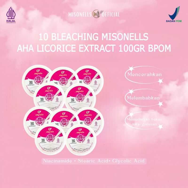 Jual 10 PCS BLEACHING MISONELLS AHA LICORICE EXTRACT BPOM PEMUTIH BADAN ...