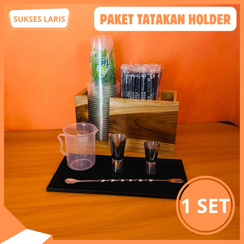 Jual TATAKAN HOLDER CUP ALAS BAR MAT JIGGER STAINLESS SENDOK 1 SET ...