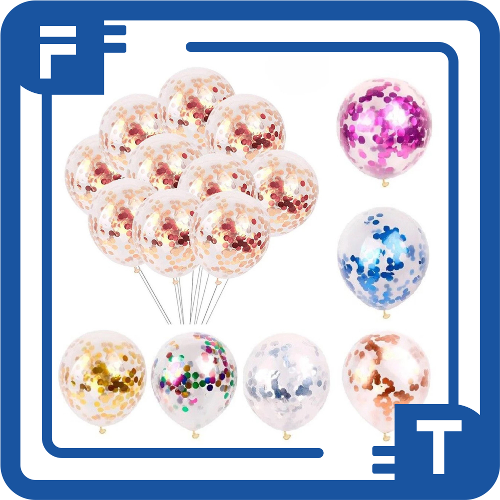 Jual FT balon latex transparan isi confetti / balon latex bening isi ...