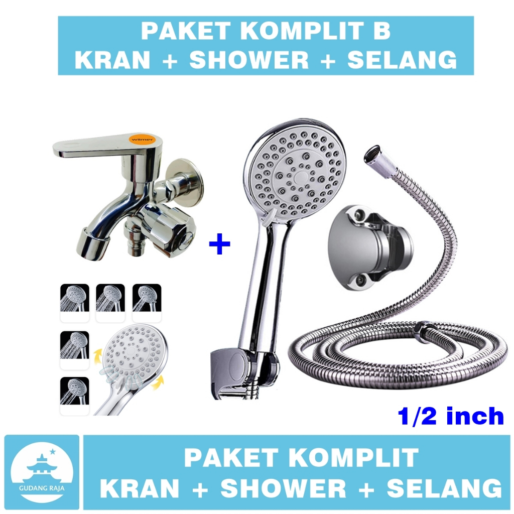 Jual Kran Shower Kamar Mandi Paket Komplit B Stainless Keran Air Engkol ...