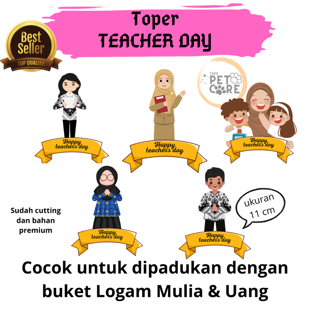 Jual TOPPER PELENGKAP BUKET SUDAH DI CUTTING / TOPPER TEACHER DAY ...