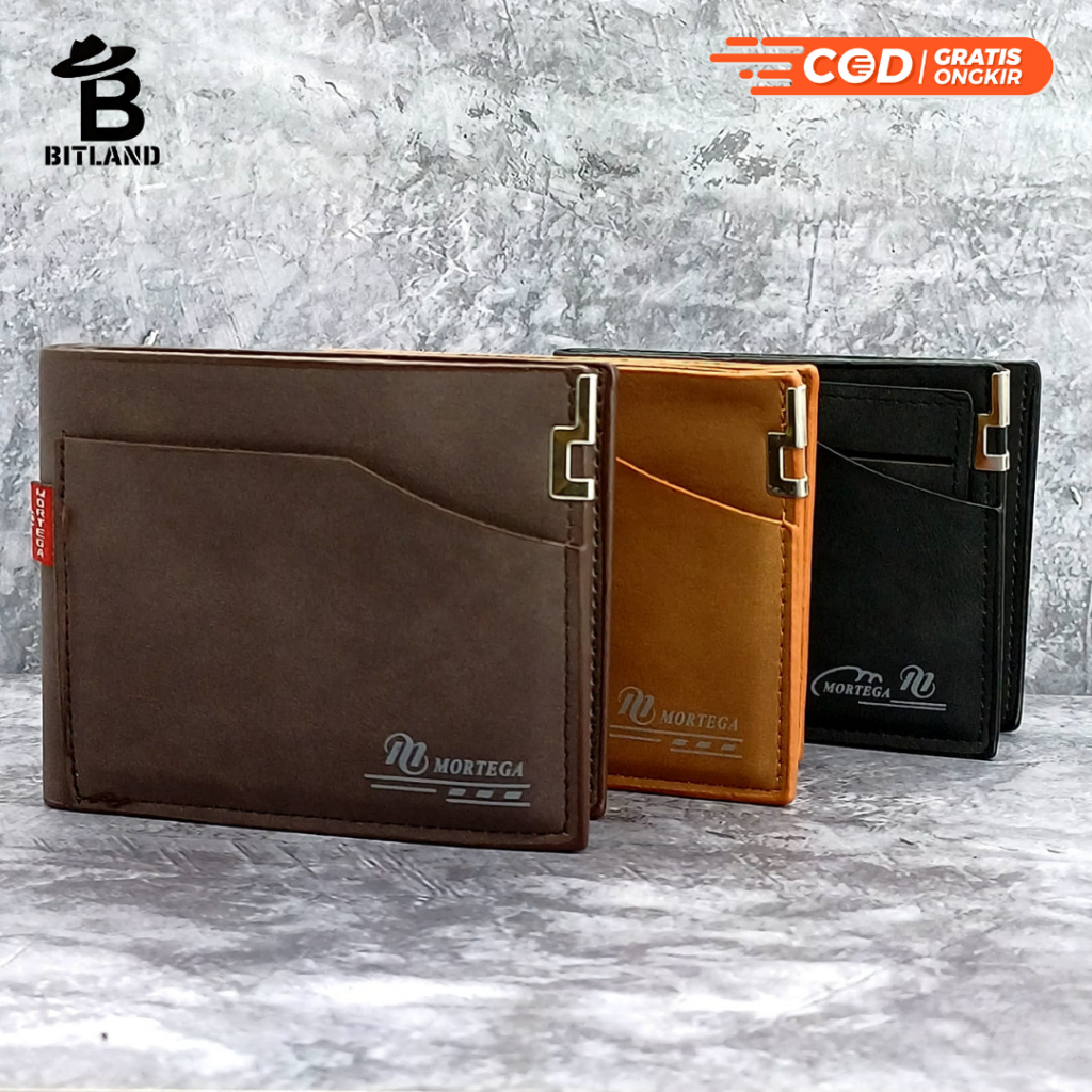 Jual MORTEGA Dompet Lipat Pria Ukuran Standar | Dompet Kulit PU Premium ...