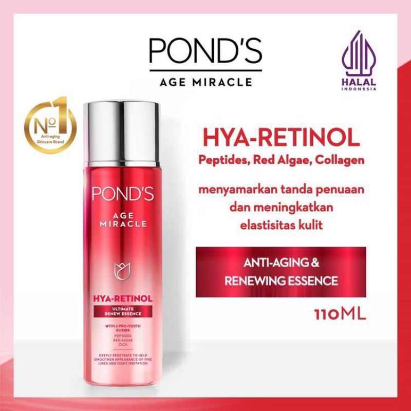 Jual Ponds Age Miracle Hya-Retinol Ultimate Renew Essence with Peptide & Collagen 110Ml | Shopee ...