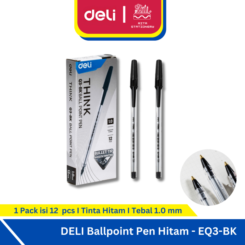 Jual Deli Ballpoint Pen / Pulpen 1.0 mm Murah Ekonomis Isi 12 pcs ...