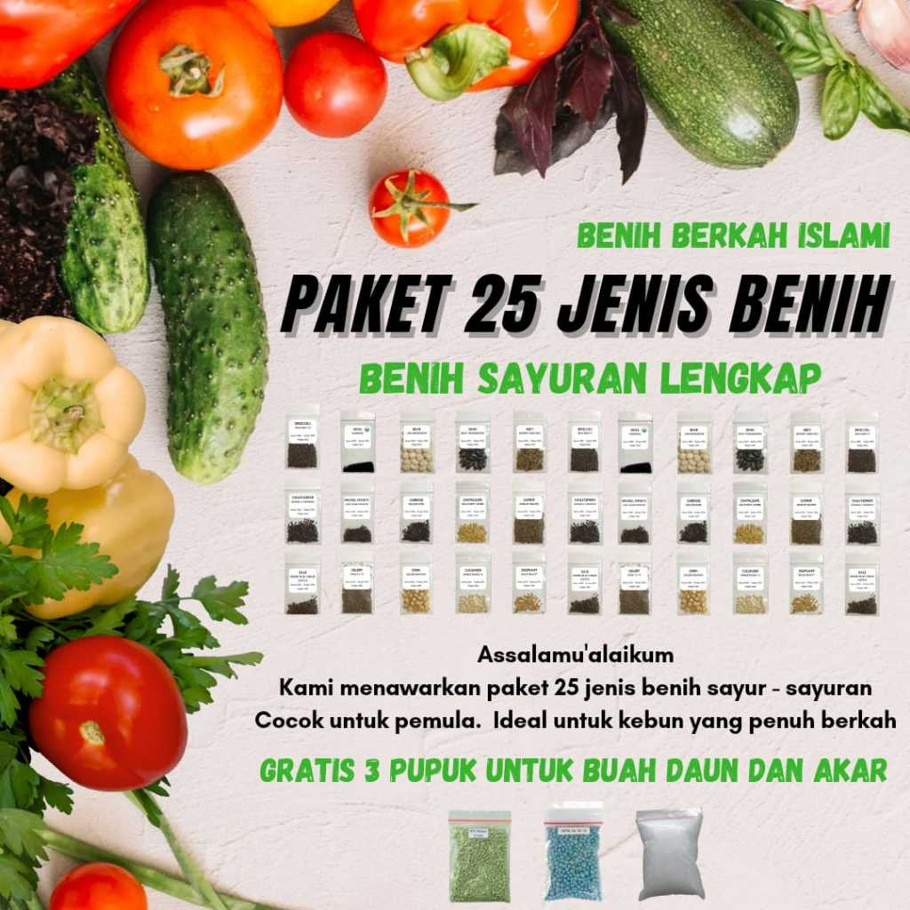 Jual 1 PAKET 25 MACAM JENIS BENIH SAYUR SAYURAN SIAP TANAM MUDAH TUMBUH LENGKAP | Shopee Indonesia