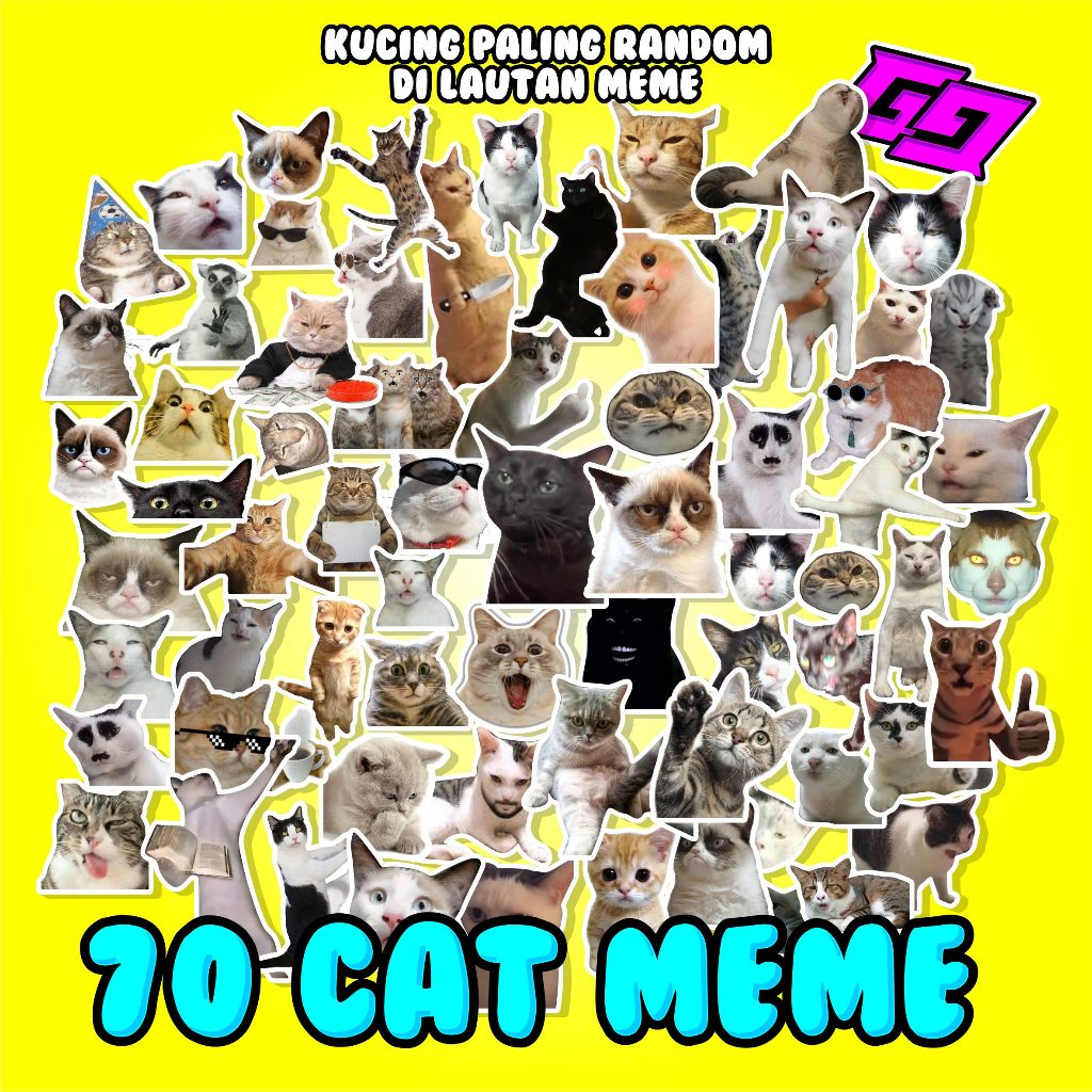 Jual Stiker Pack Kucing Lucu Meme 60cm - Isi 70pcs | Shopee Indonesia