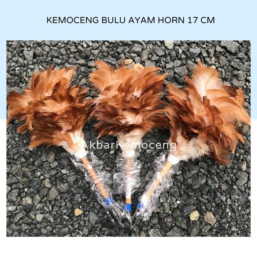 Jual KEMOCENG BULU AYAM HORN WARNA COKLAT MINI PANJANG 17 CM - SOUVENIR ...