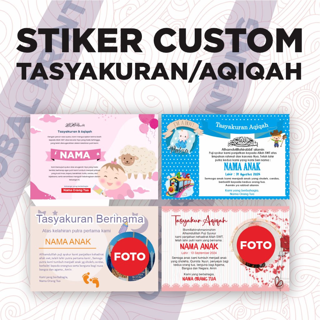Jual Cetak Sticker Label Syukuran Kelahiran Aqiqah Custom FREE DESIGN ...