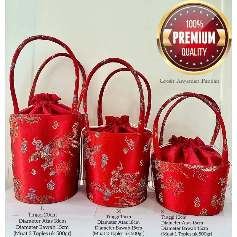 Jual Tas parcel EMBER KAIN CHEONGSAM MERAH tas hampers gift natal imlek ...