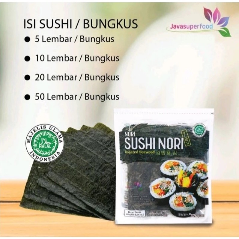 Jual Java Superfood Sushi Nori - Seaweed - Rumput Laut isi 5 lembar ...