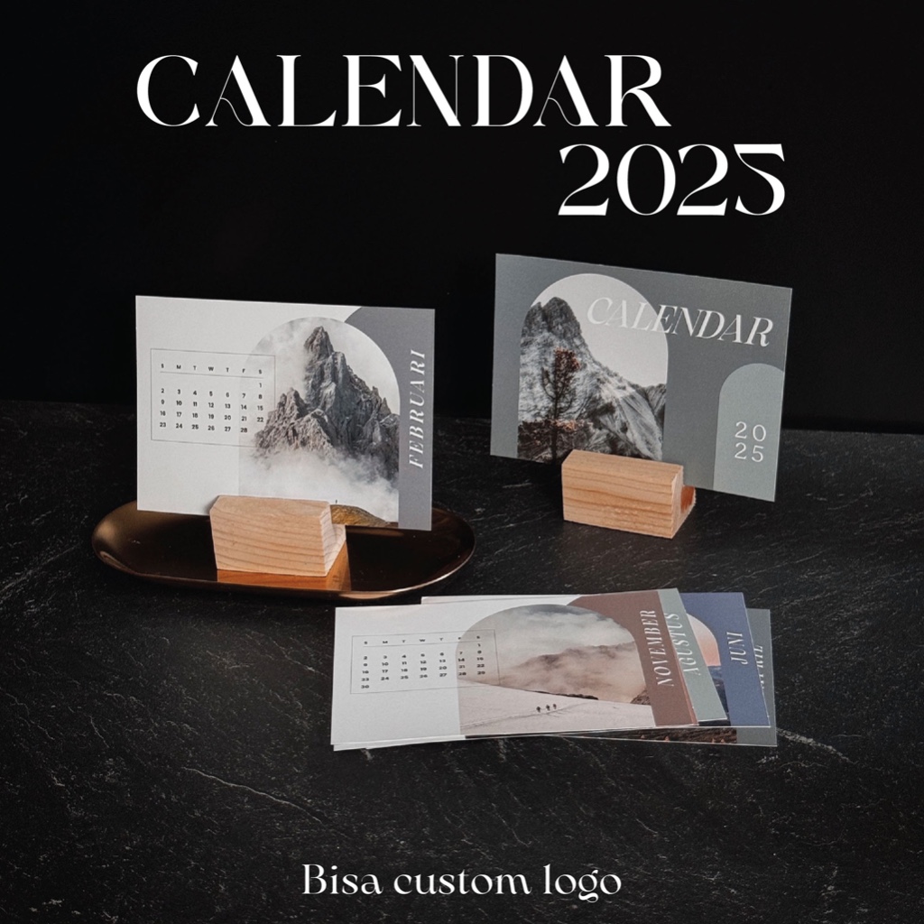 Jual Desk Calendar Aesthetic 2025 with Wooden Stand Kalender Meja ...