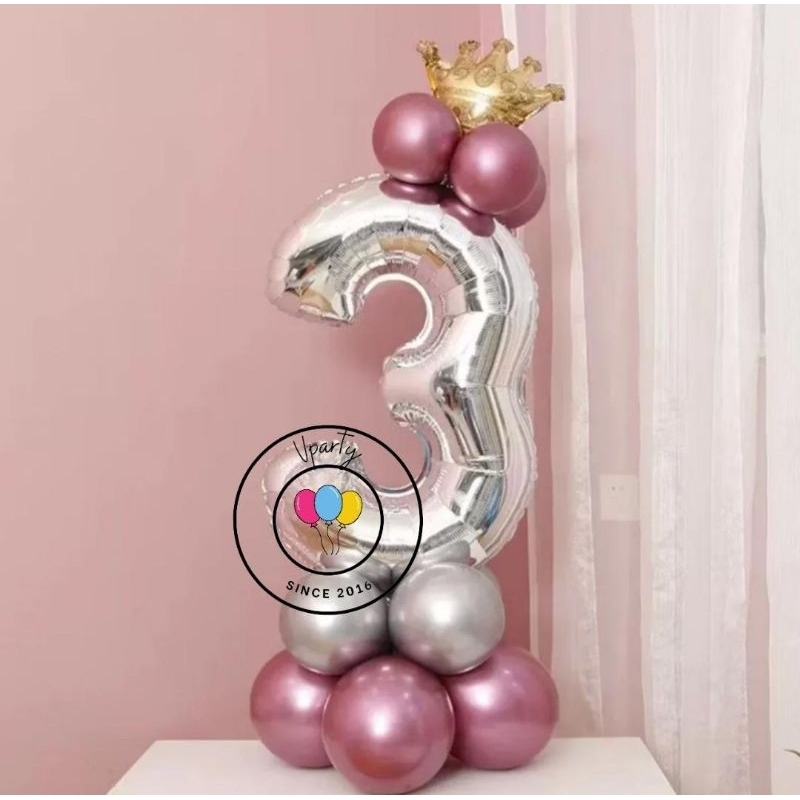 Jual Paket Balon Angka Ulang Tahun Jumbo Ulang Tahun Mahkota Chrome ...