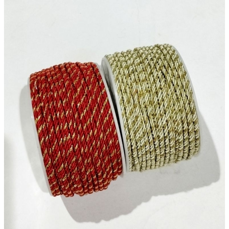 Jual 5 yard Tali ulir tali hiasan imlek natal hampers uk 2 mm | Shopee ...