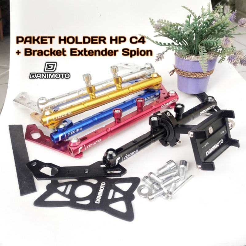 Jual Holder HP Motor Paket Spion Bracket + C4 Full Alumunium VARIO BEAT ...
