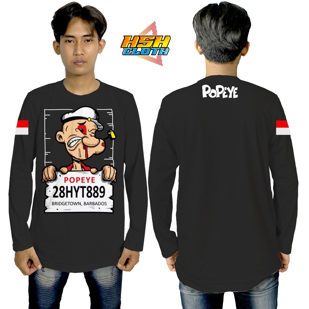 Jual Baju Kaos Distro Lengan Panjang Popeye in Jail Pelaut Pelayaran ...