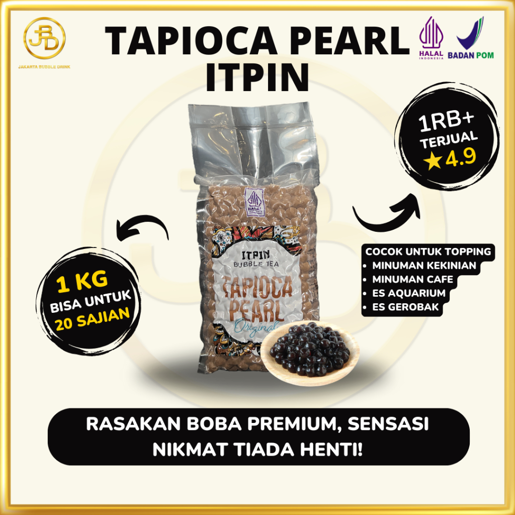 Jual TAPIOCA PEARL BLACK ITPIN 1 KG/ BOBA HITAM - JBD | HALAL | Shopee ...