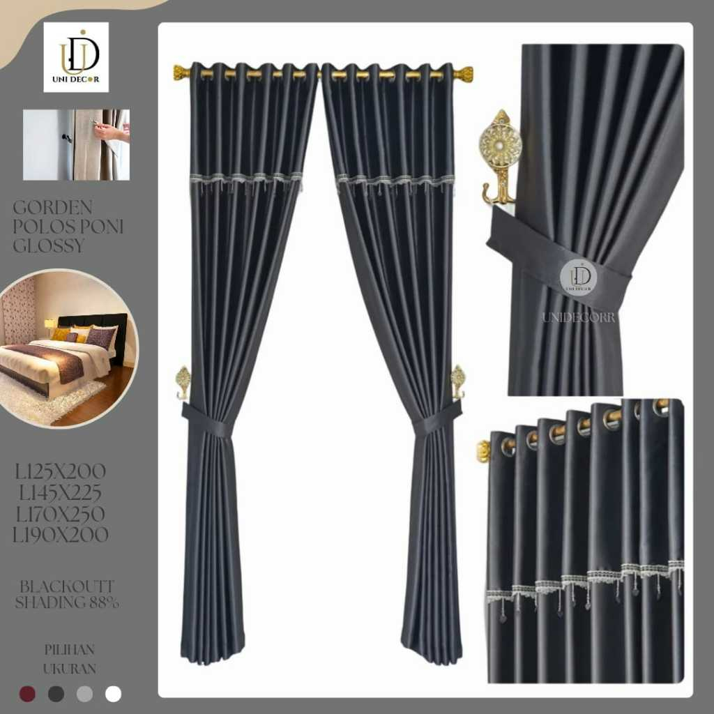 Jual Gorden Blackout Glossy Mewah Tebal | Polos Poni Kristal ...
