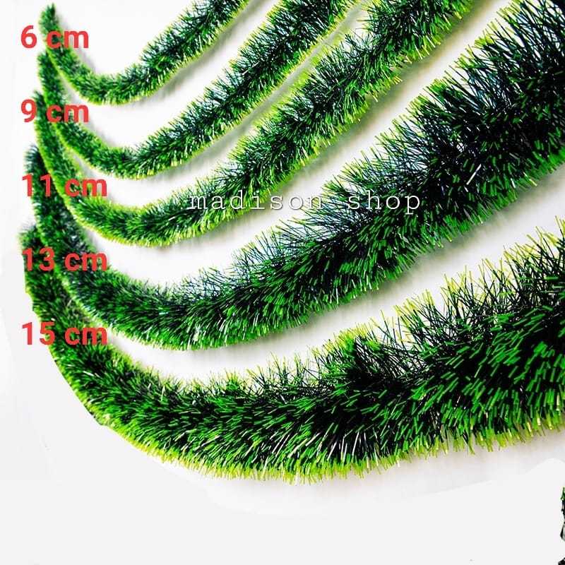 Jual 13cm 1.8m Slinger Jumbo Tebal Selinger Hijau Daun Putih Tinsel ...