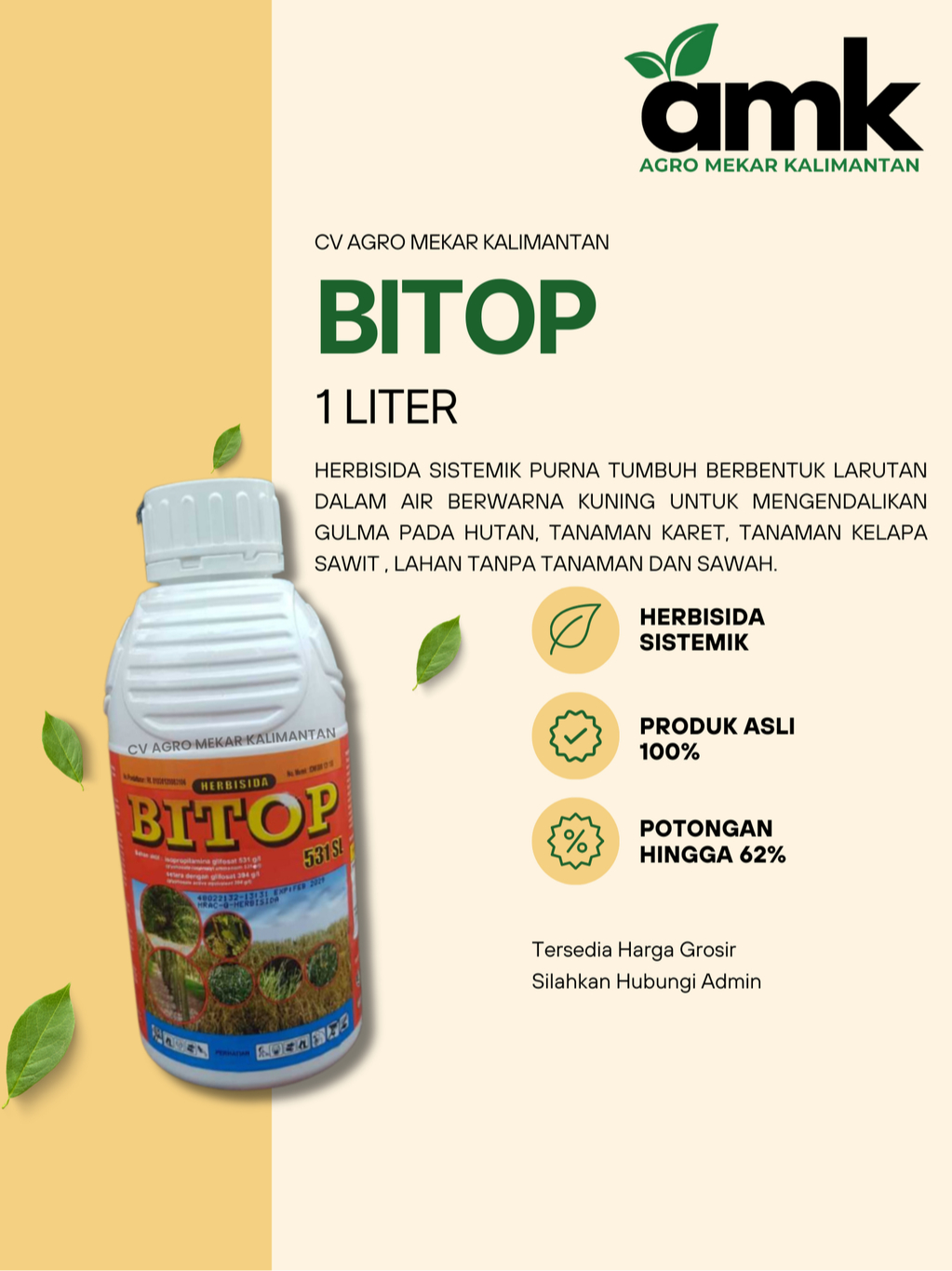 Jual Bitop 531SL Herbisisda Obat Pembasmi Rumput dan Gulma 1 Liter | Shopee Indonesia