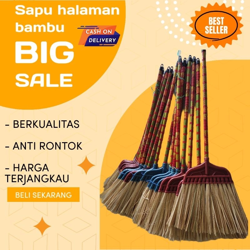 Jual PAKET ISI 3 PCS sapu bambu kerik halaman | Shopee Indonesia