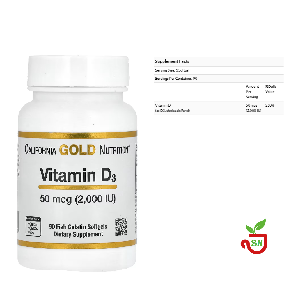 Jual California Gold Nutrition, Vitamin D3, 50 mcg (2,000 IU), 90 Fish ...