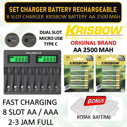 Jual ORIGINAL Krisbow Baterai Rechargeable Size Aa 2500 Mah 4 Pcs with ...