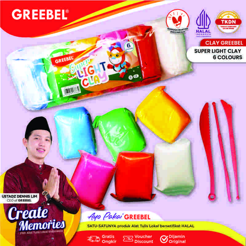 Jual GREEBEL SUPER LIGHT CLAY 6 12 WARNA | Shopee Indonesia