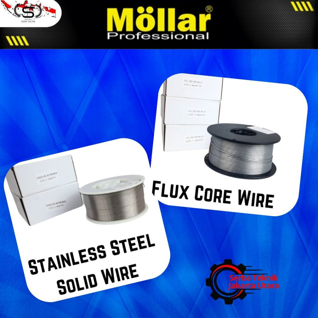 Jual Kawat Las MIG MOLLAR Stainless Gasless Flux Cored Wire E71T - GS 0.8 mm X 1KG | Shopee ...