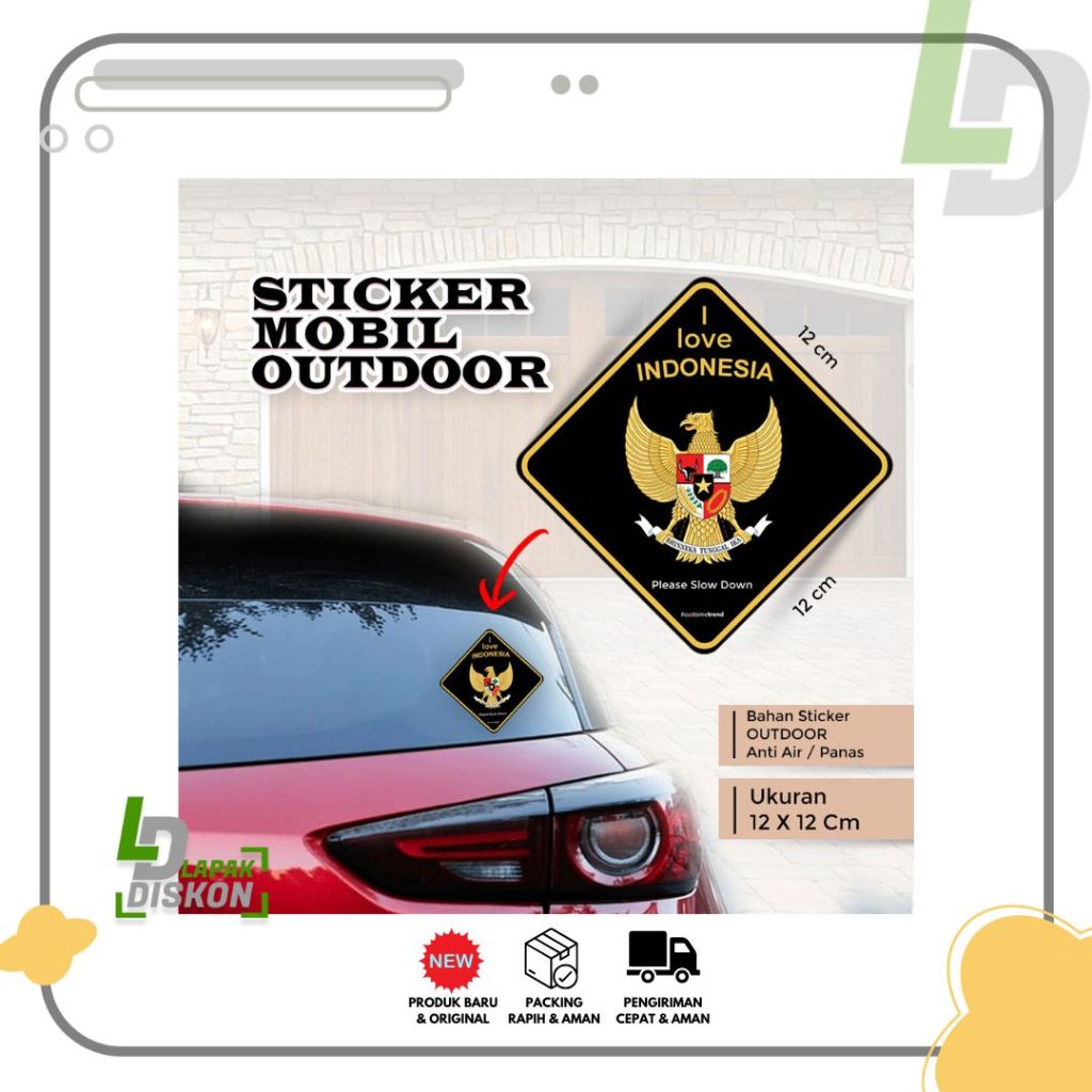 Jual Stiker I Love Indonesia Sticker Chromo 12x12 cm Ketupat, Anti Air ...