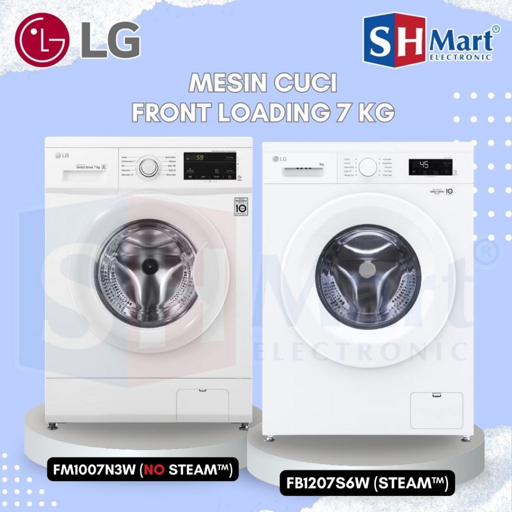 Jual MESIN CUCI LG FRONT LOADING KAPASITAS 7 KG FB1207S6W / FM1007N3W INVERTER DIRECT DRIVE ...