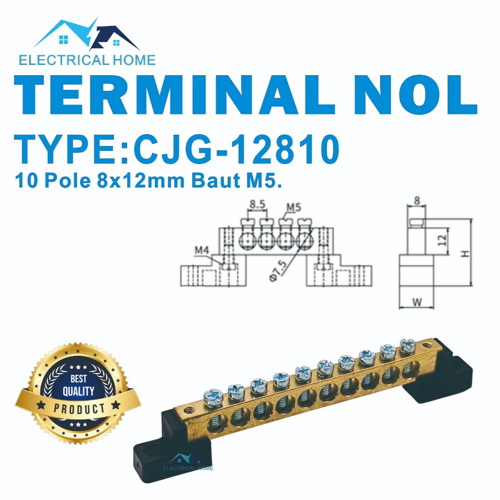 Jual Terminal Nol 10 Pole 8x12mm Baut M5 | Shopee Indonesia