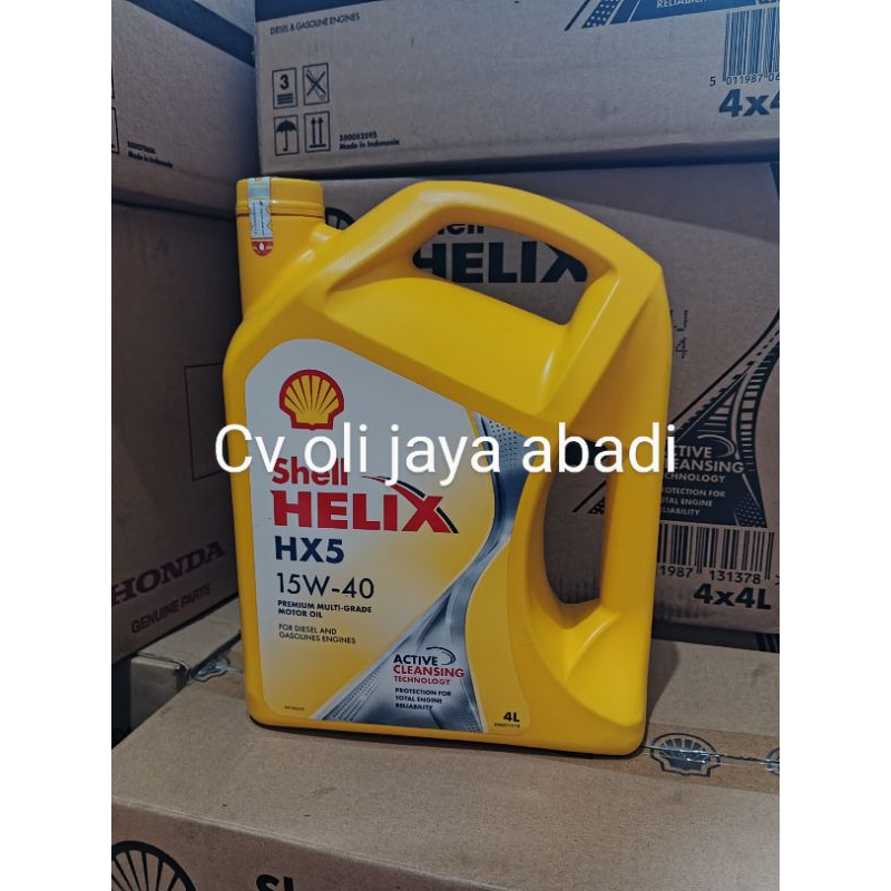 Jual OLI SHELL HELIX HX5 SAE 15W-40 4 LITER ORIGINAL BARCODE | Shopee ...