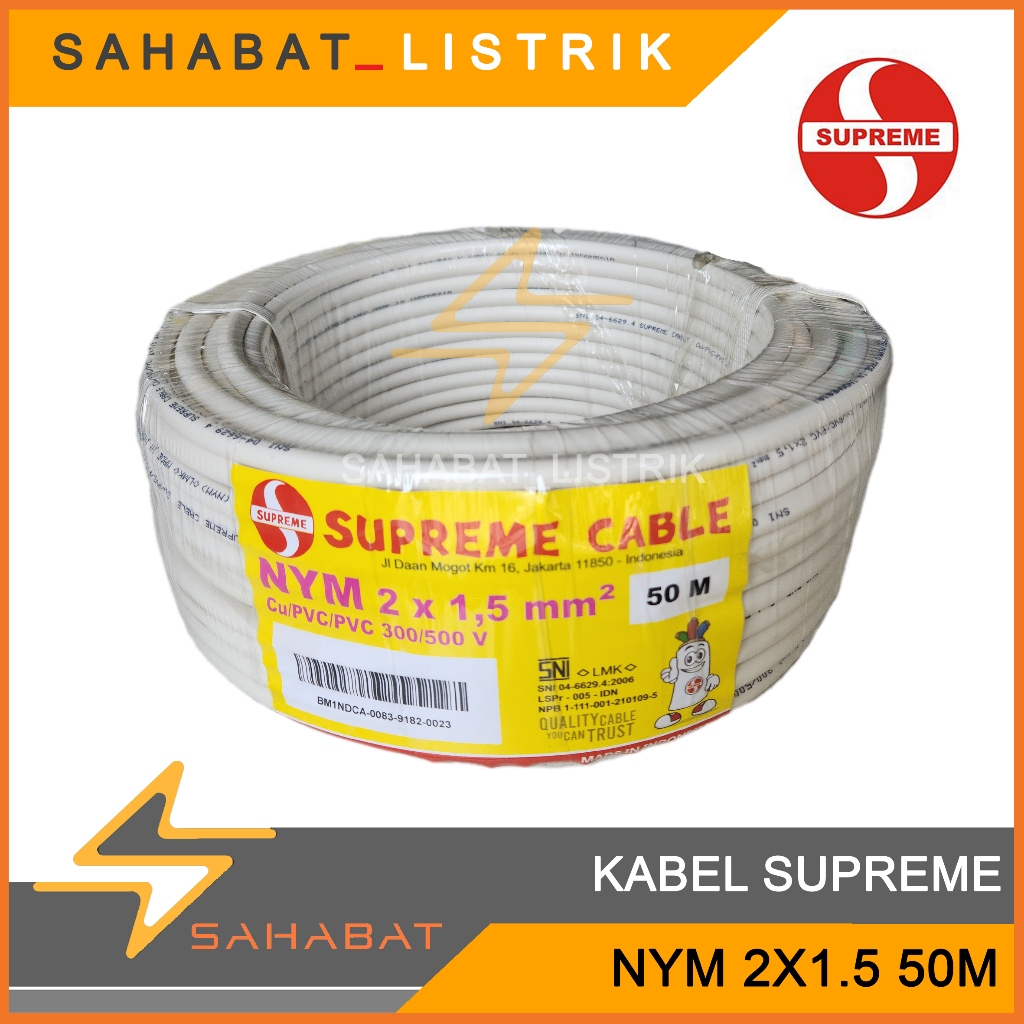 Jual KABEL LISTRIK SUPREME NYM 2X1.5 ROLL 50Meter | Shopee Indonesia