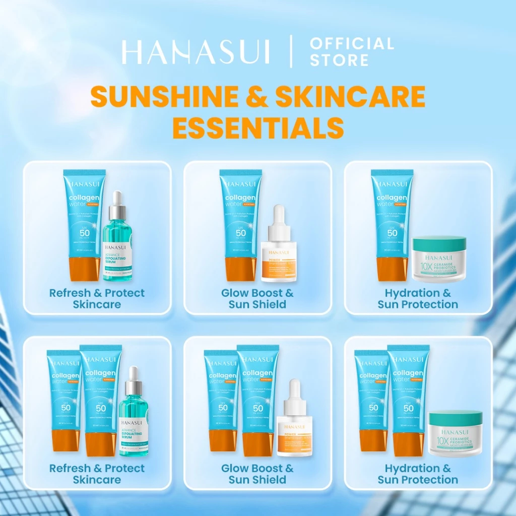 Jual Hanasui Skincare Set | Bundling Collagen Water Sunscreen SPF 50 ...